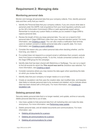Sage CRM and GDPR Overview | PDF | Computing | Technology & Computing