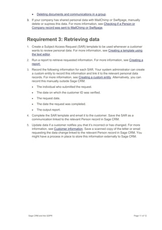 Sage CRM and GDPR Overview | PDF | Computing | Technology & Computing