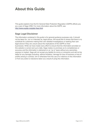 Sage CRM and GDPR Overview | PDF | Computing | Technology & Computing