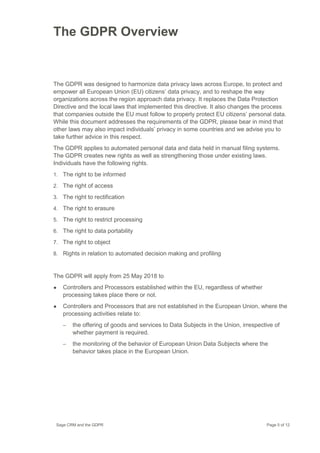Sage CRM and GDPR Overview | PDF | Computing | Technology & Computing