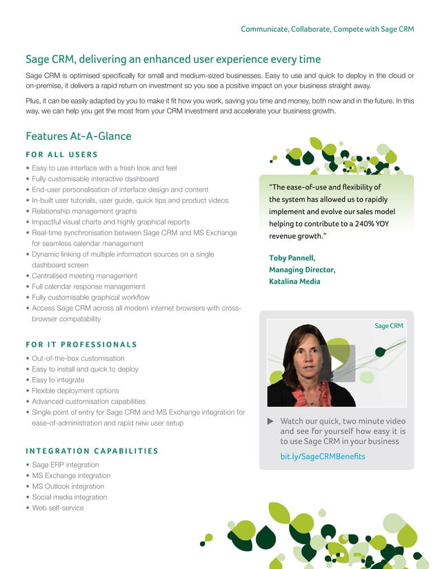 Sage CRM product brochure | PDF