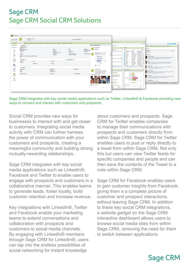Sage CRM Product Overview Brochure | PDF