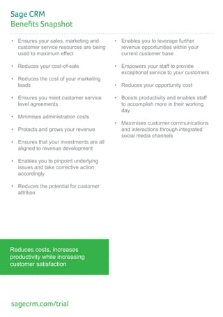 Sage CRM Product Overview Brochure | PDF
