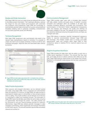Sage CRM v7.1 Sales Datasheet | PDF