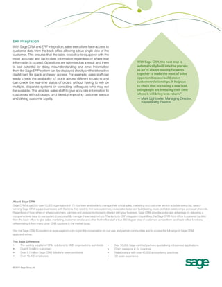 Sage CRM v7.1 Sales Datasheet | PDF