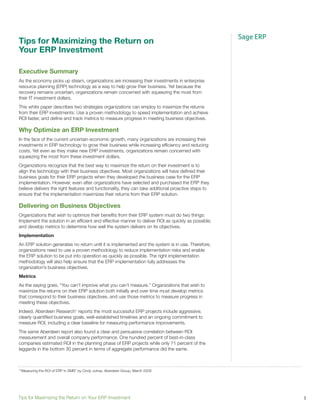 Maximizing Return on ERP Investment | PDF