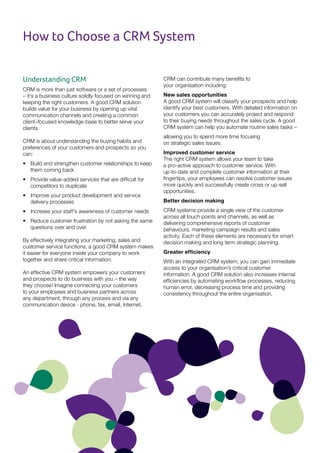Sage - HOW TO CHOOSE A CRM | PDF