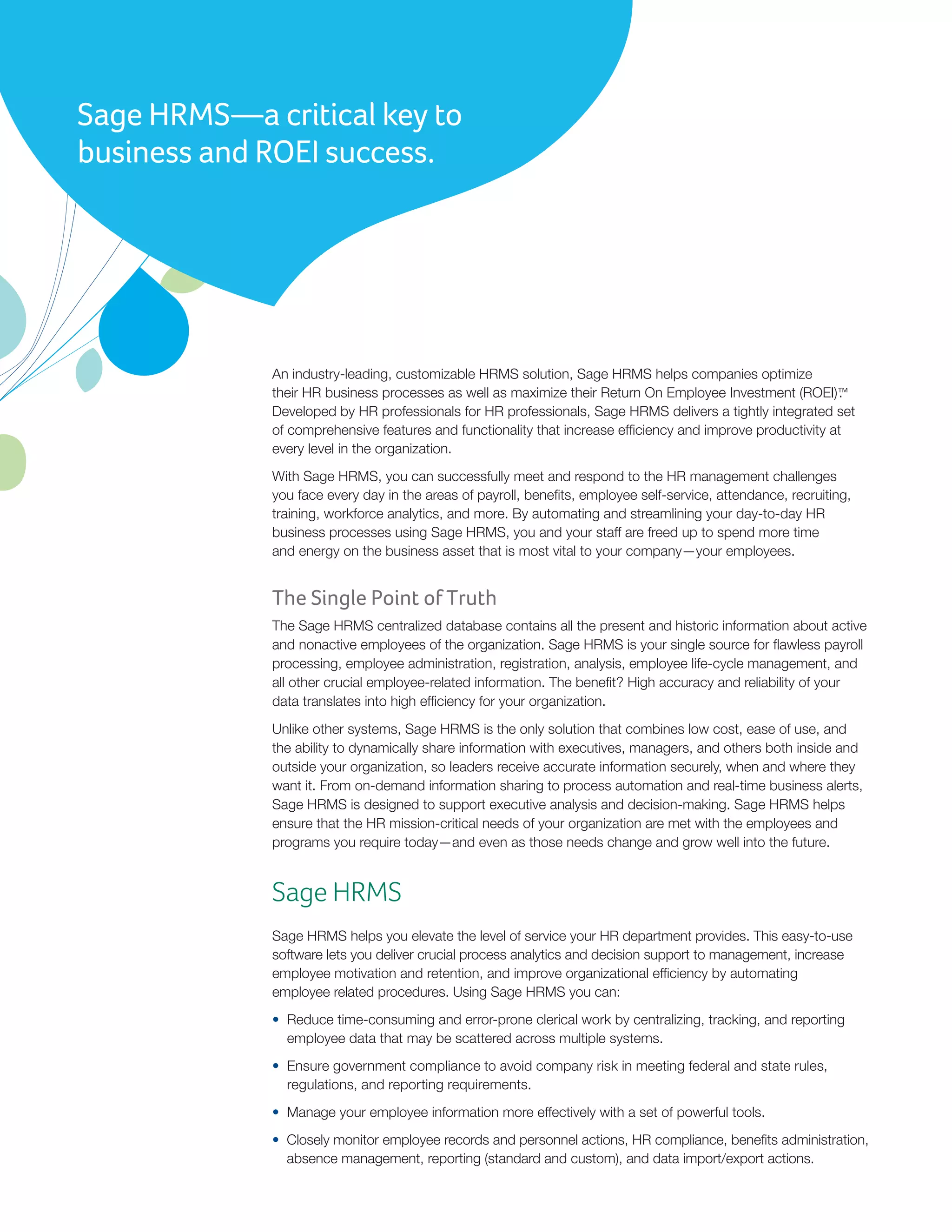Sage HRMS brochure | PDF