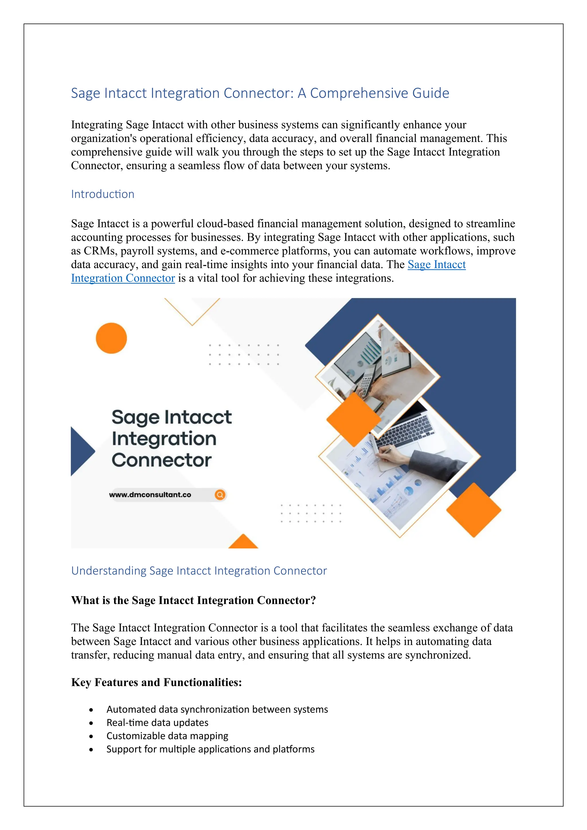 Sage Intacct Integration ConnectorA Comprehensive Guide | PDF