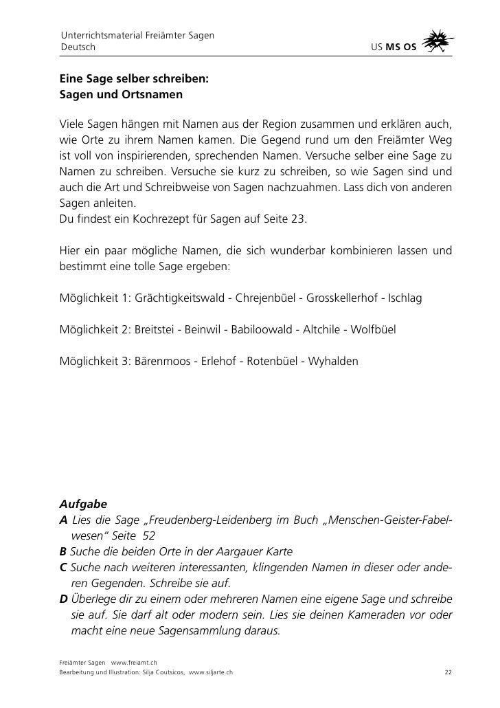 Freiämter Sagenweg Unterrichtsmaterial Teil 1