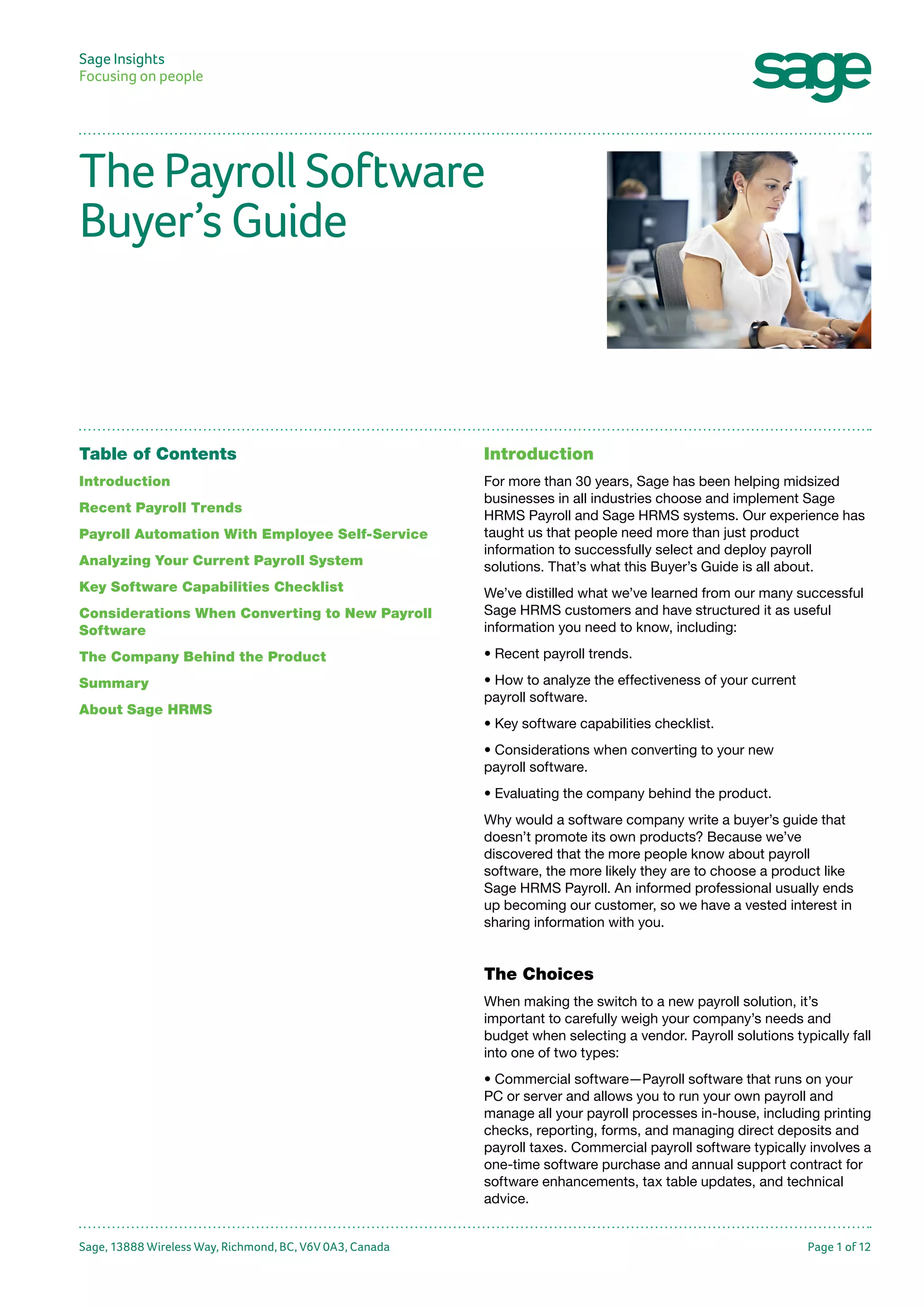 Sage Payroll Software Buyers Guide | PDF