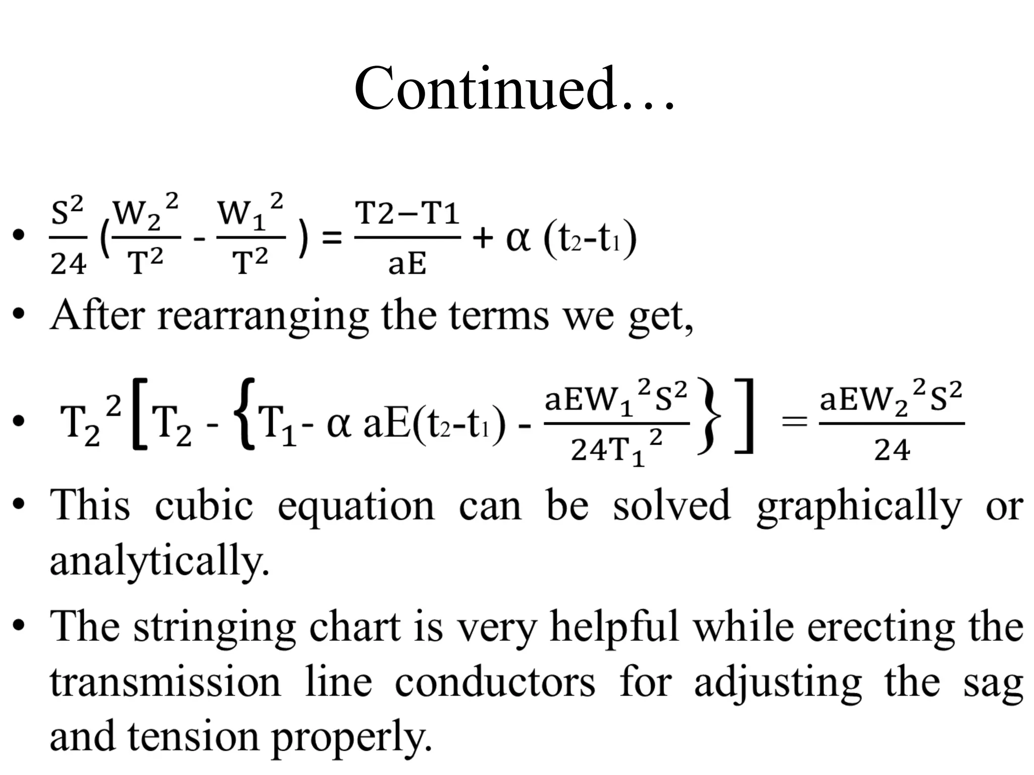 Sag in overhead transmission line, sag calculation & string chart | PPT