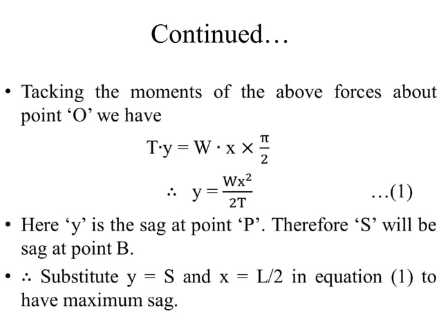 Sag in overhead transmission line, sag calculation & string chart | PPT