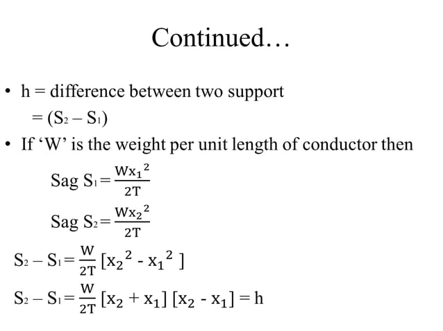 Sag in overhead transmission line, sag calculation & string chart | PPT