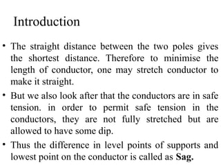 Sag in overhead transmission line, sag calculation & string chart | PPT