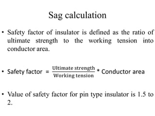 Sag in overhead transmission line, sag calculation & string chart | PPT