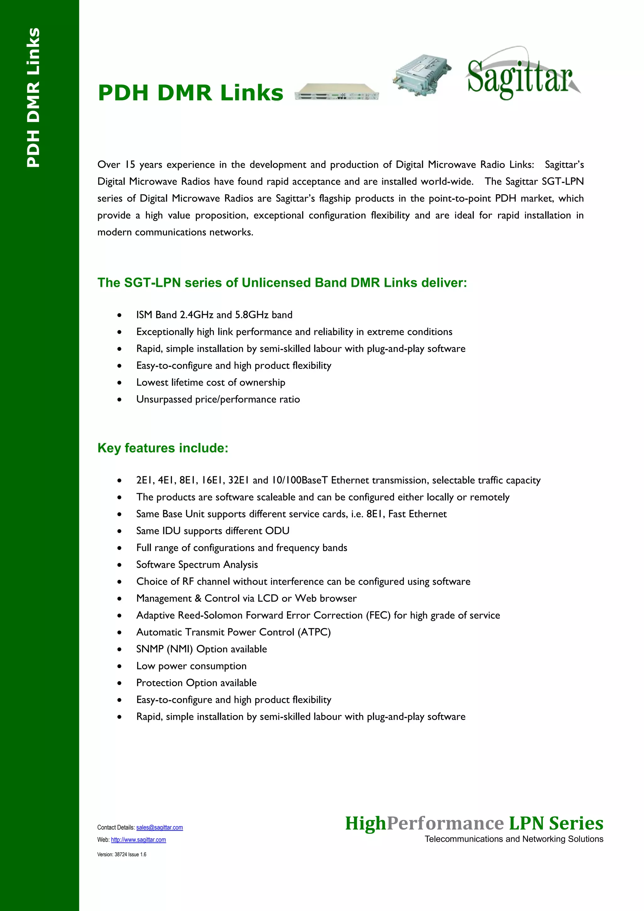 Sagittar License-exempt Band 5.8GHz (ISM) PDH Digital Microwave Radio ...