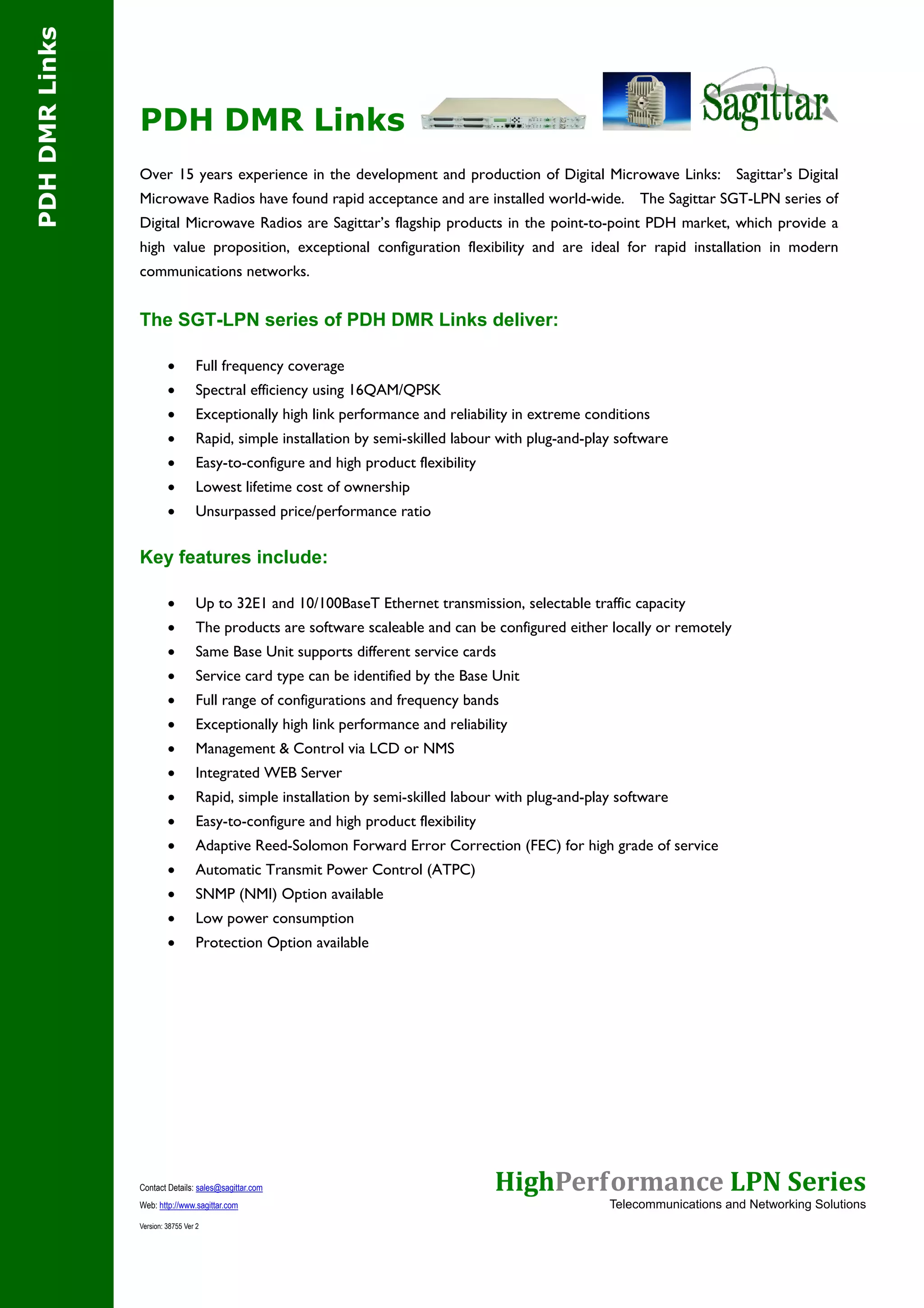 Sagittar PDH Digital Microwave Radios: LPN-series Digital Microwave ...