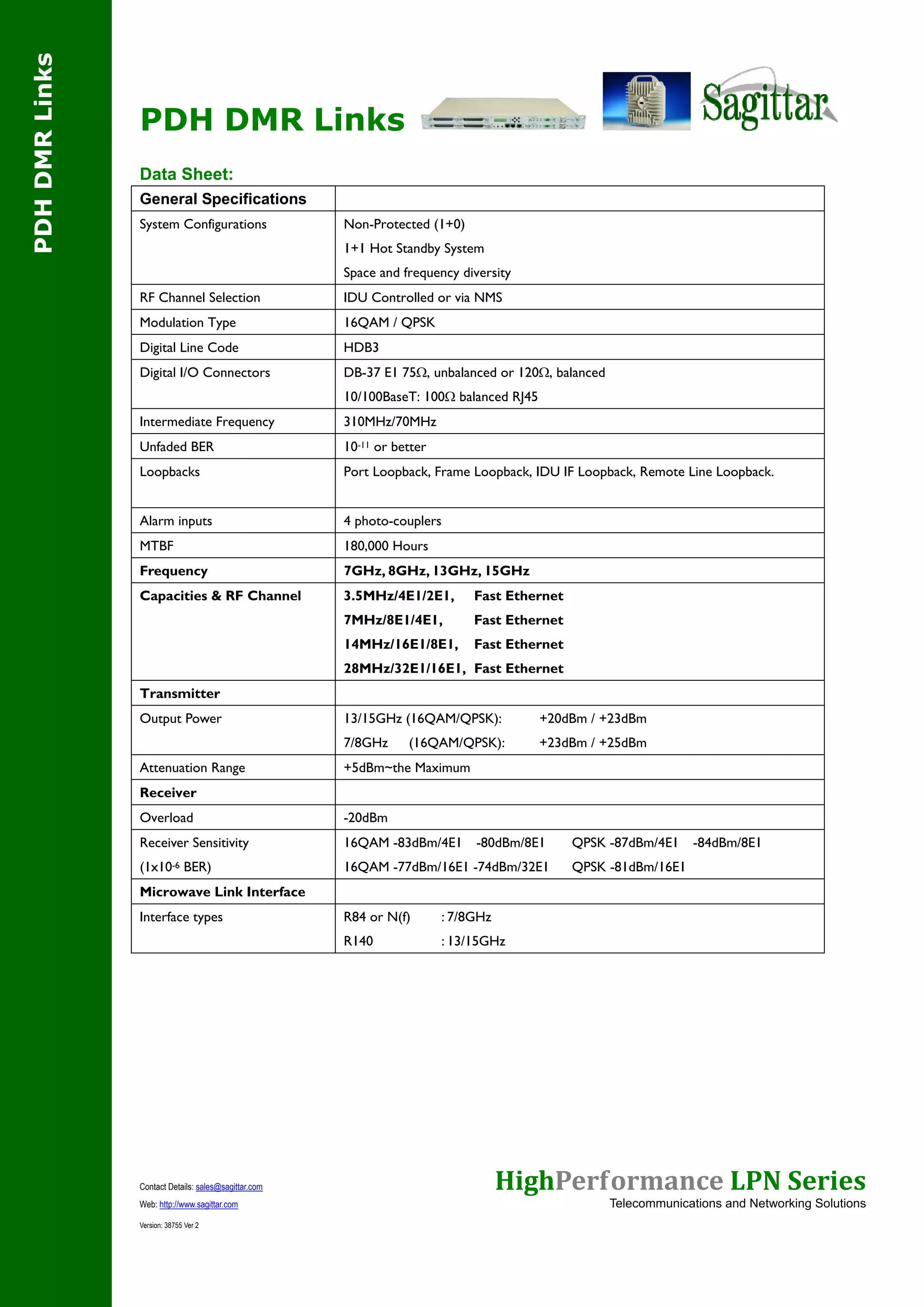 Sagittar PDH Digital Microwave Radios: LPN-series Digital Microwave Radio Solutions Brochure ...