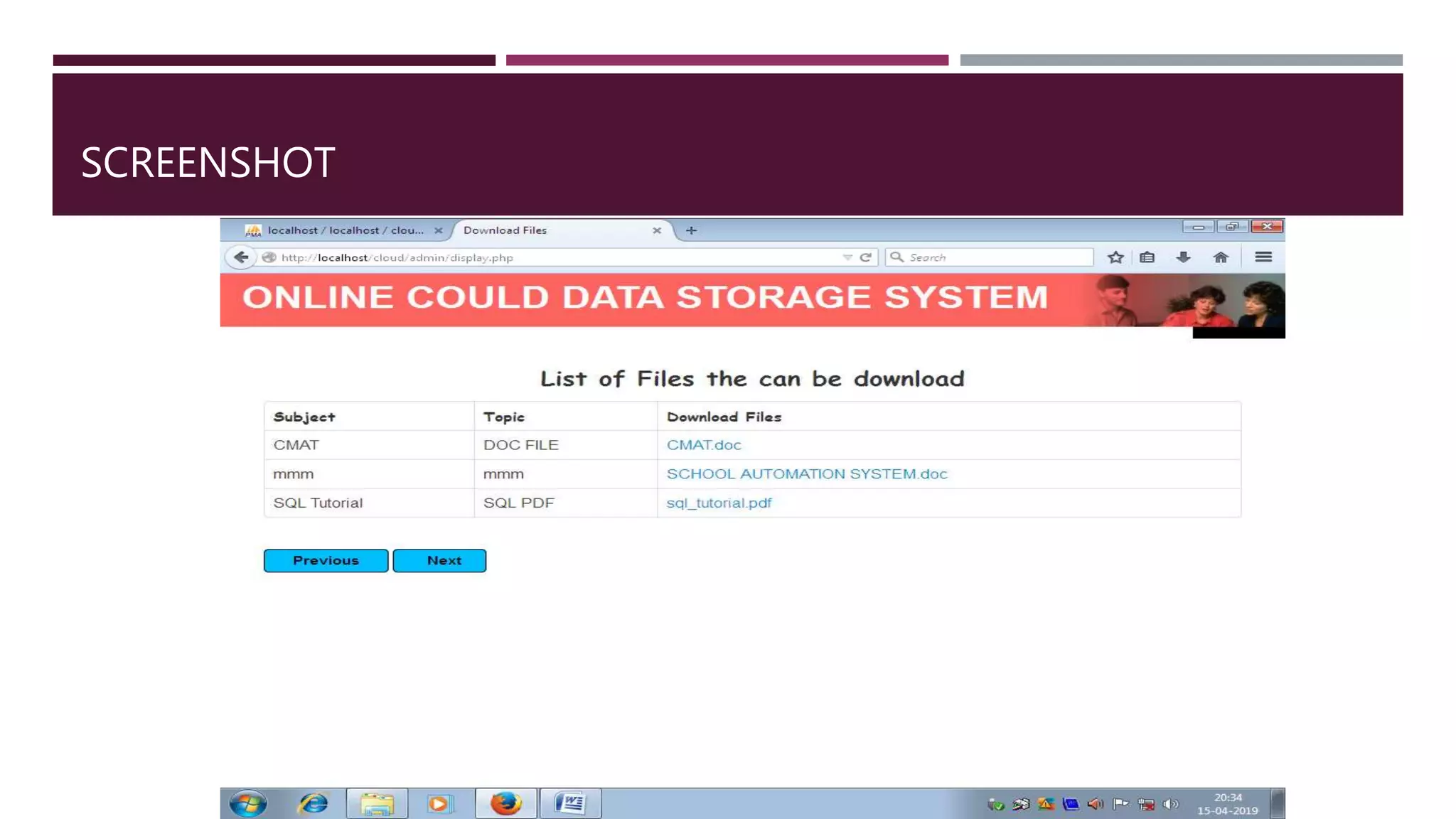Online Cloud Storage System By using PHP | PPT | Free Download