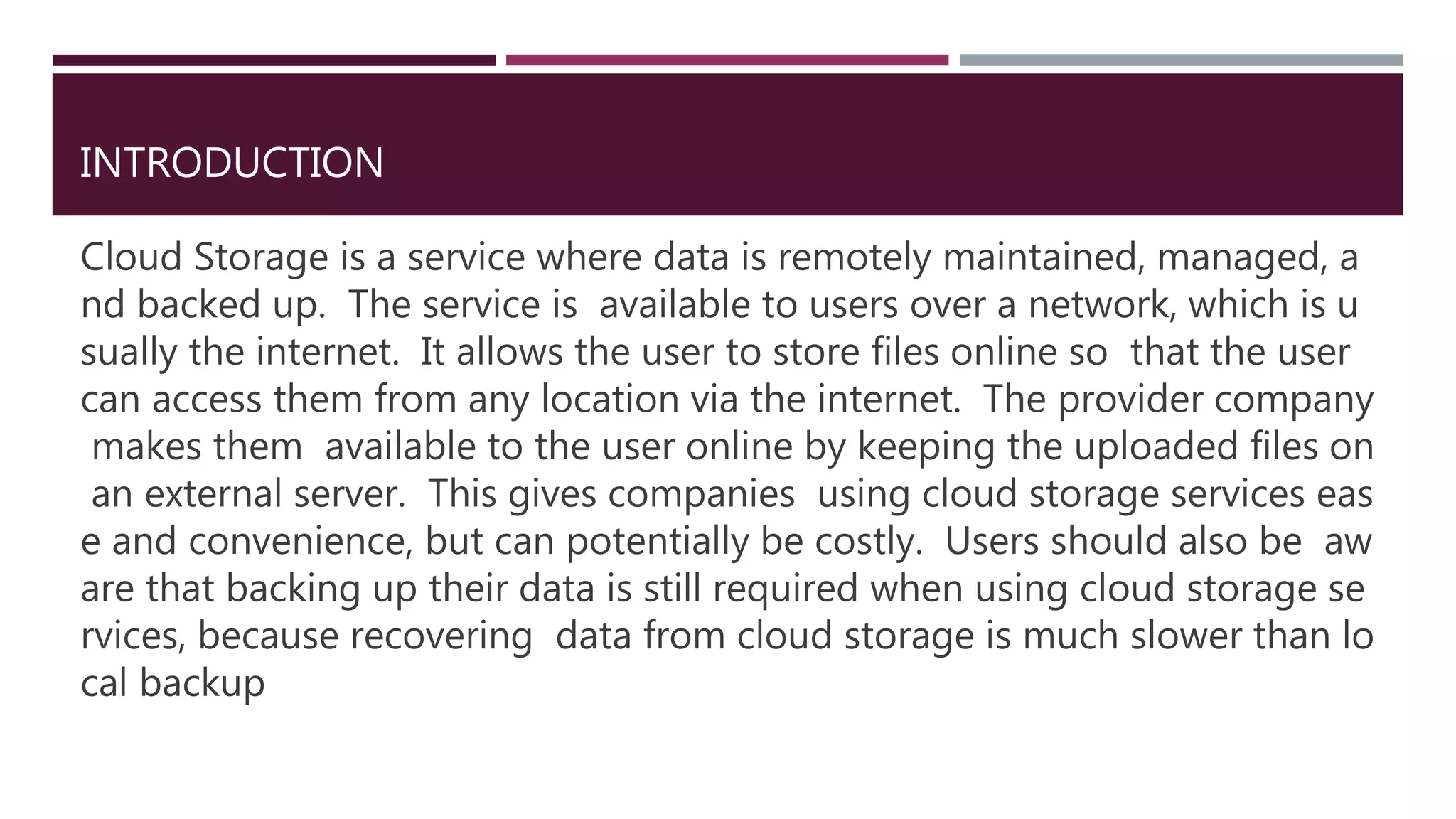Online Cloud Storage System By using PHP | PPT | Free Download