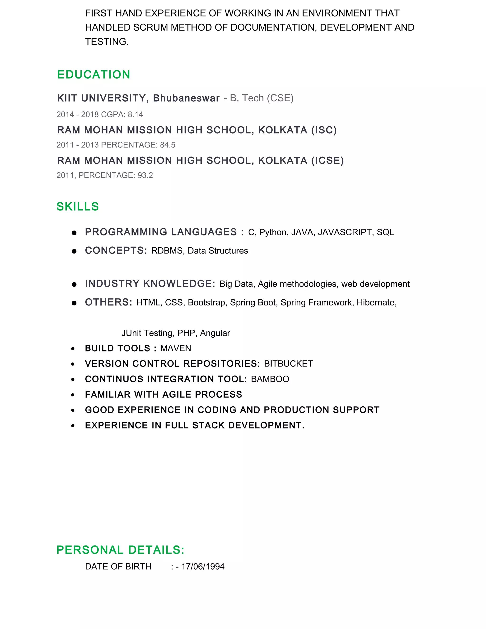 Sagnik sengupta resume | PDF