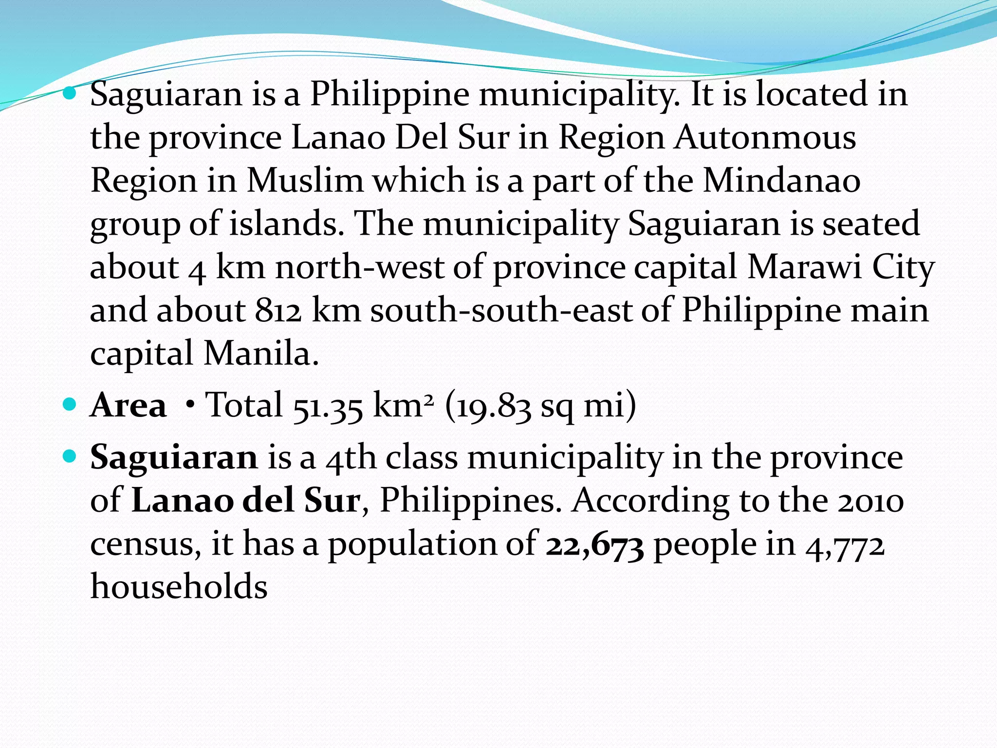 Saguiaran, lanao del sur | PPTX