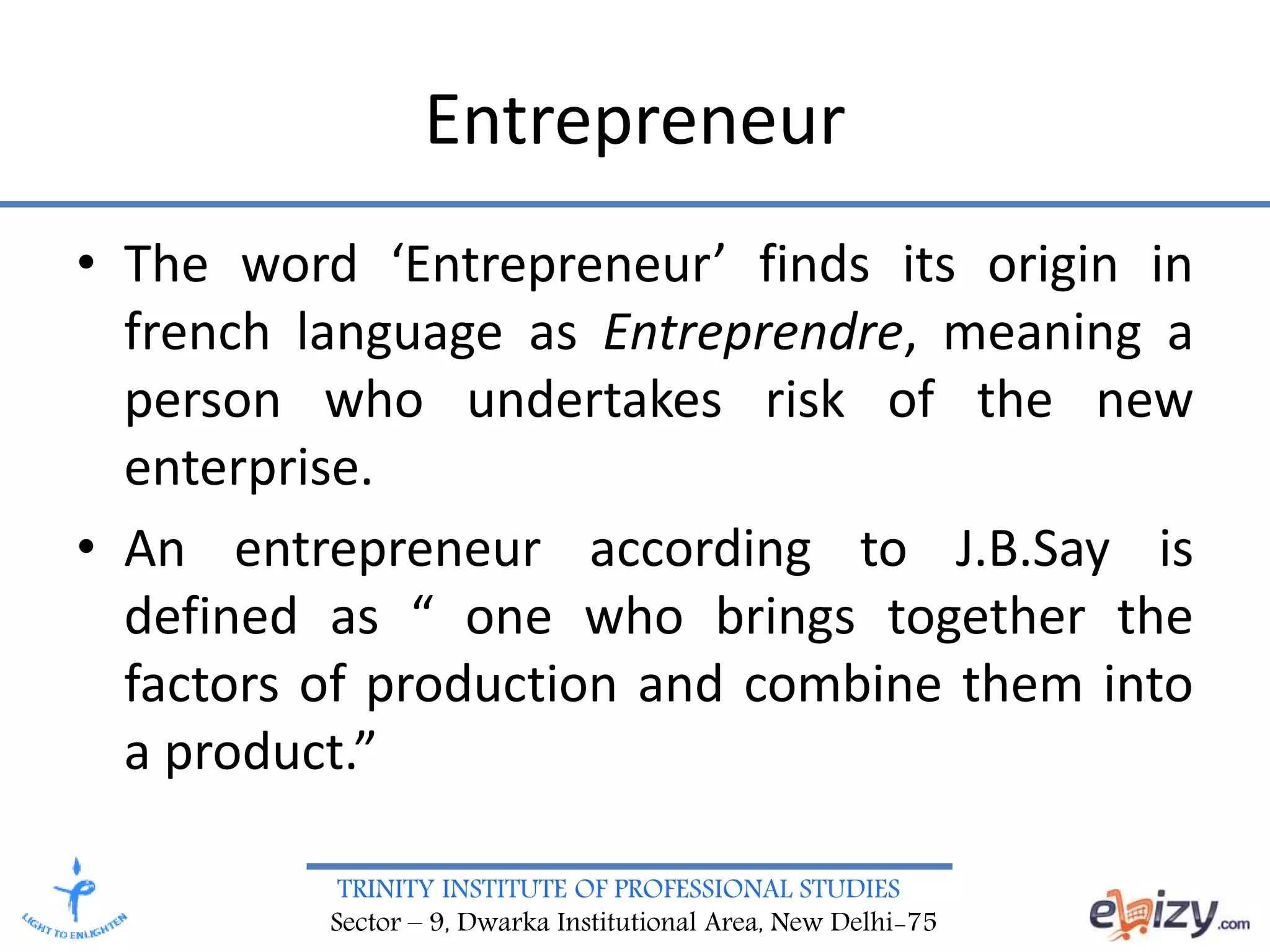 Introduction to Entrepreneurship Development | PPTX