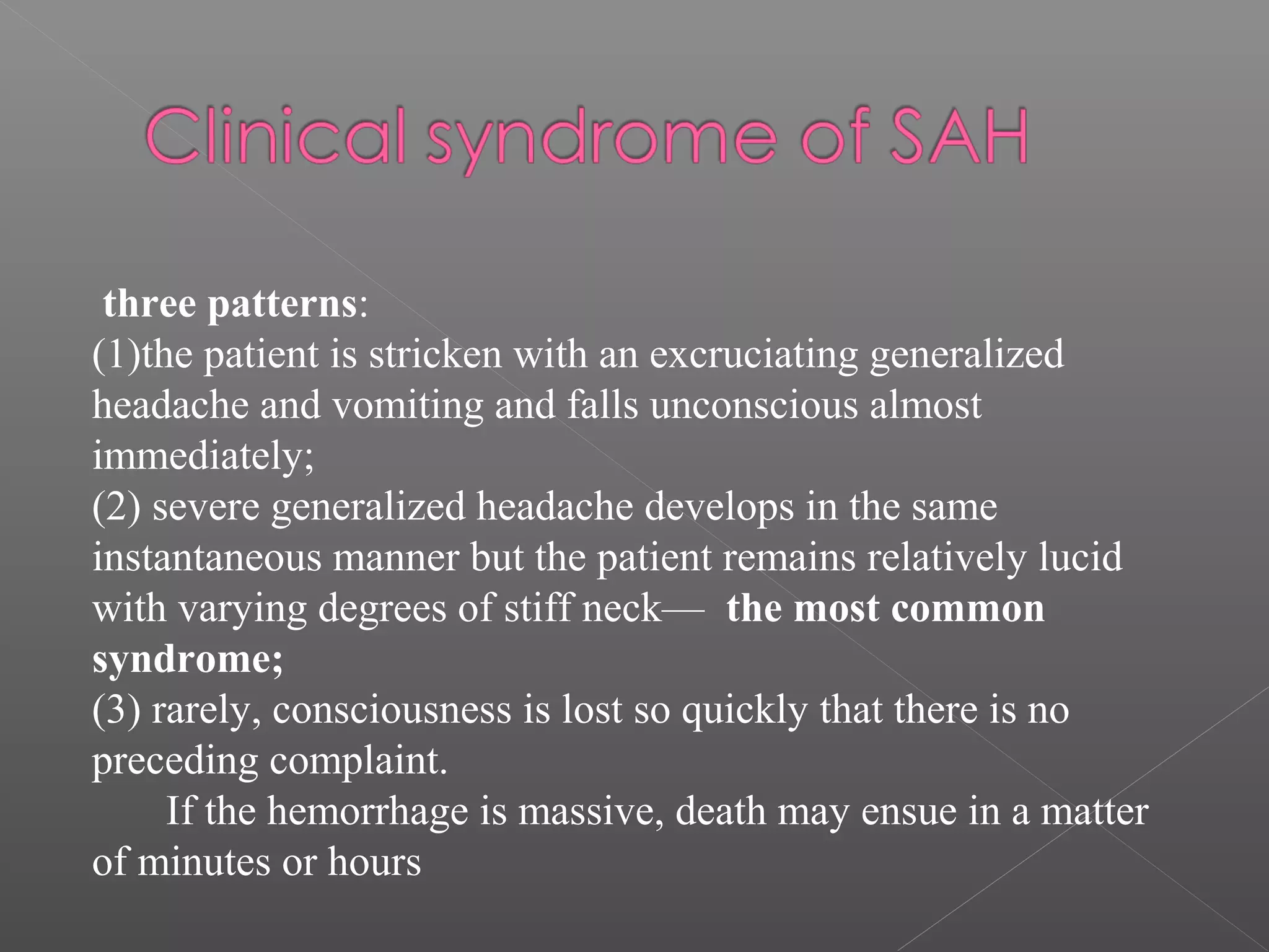 Sub-arachnoid hemorrhage | PPT
