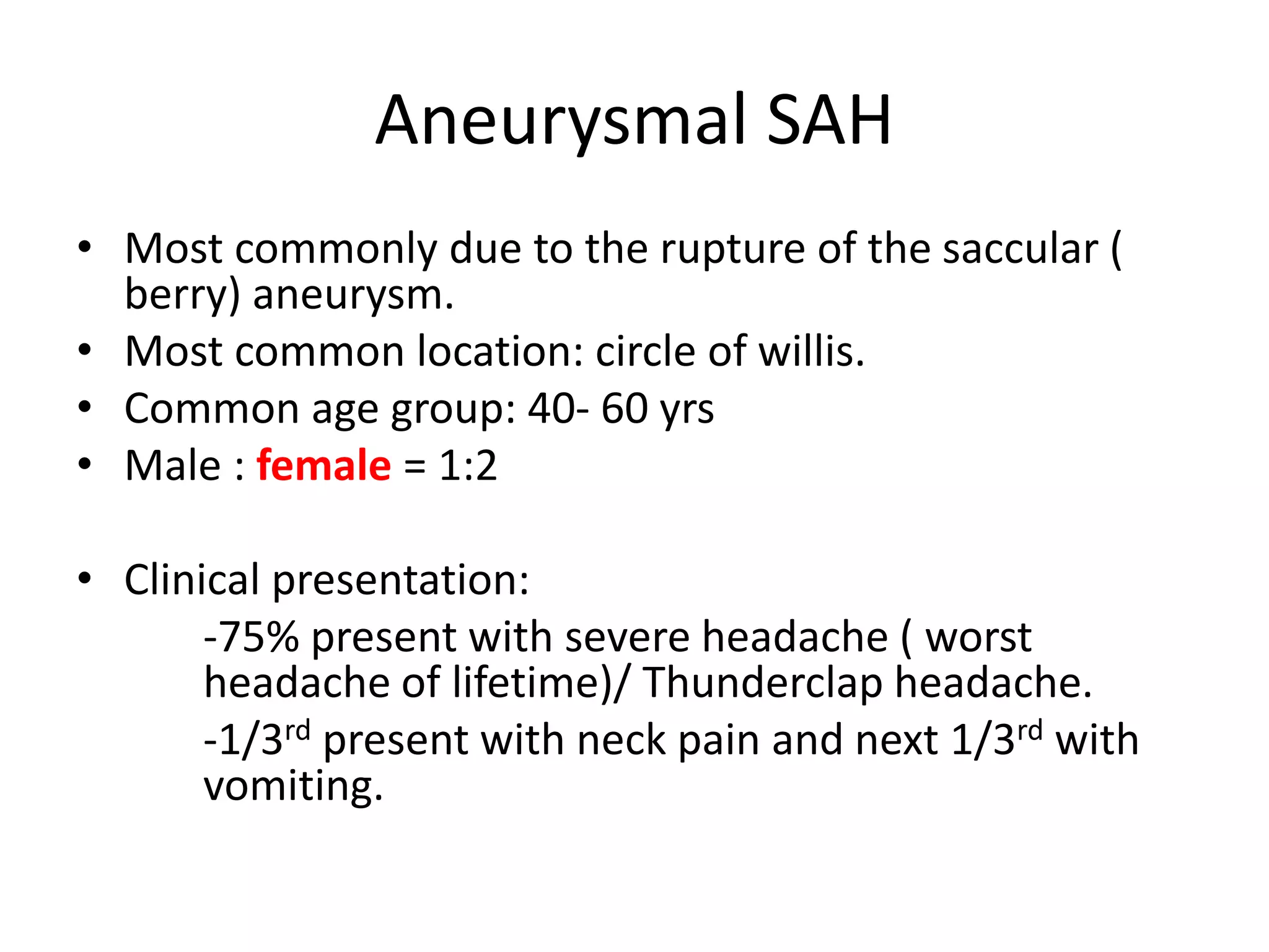 Non traumatic Subarachnoid hemorrhage (SAH) | PPTX