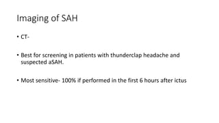 Subarachnoid hemorrhage in brain. .pptx