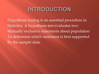PROCEDURE FOR TESTING HYPOTHESIS | PPTX