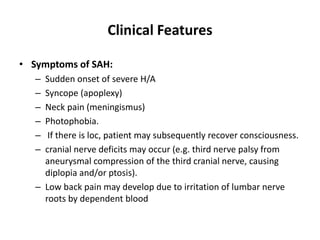 Sah and aneurysms | PPTX