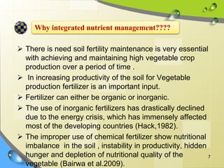 INTEGRATED NUTRIENT MANAGEMENT FOR SUSTAINABLE VEGETABLE CROP ...