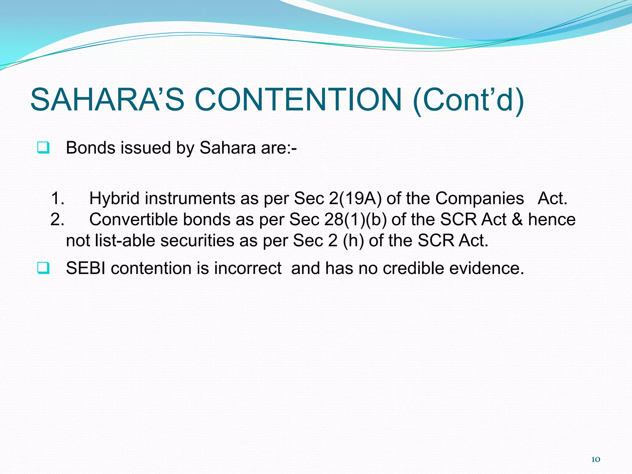 Sahara V/s Sebi Case analysis (Law point of view) | PPTX