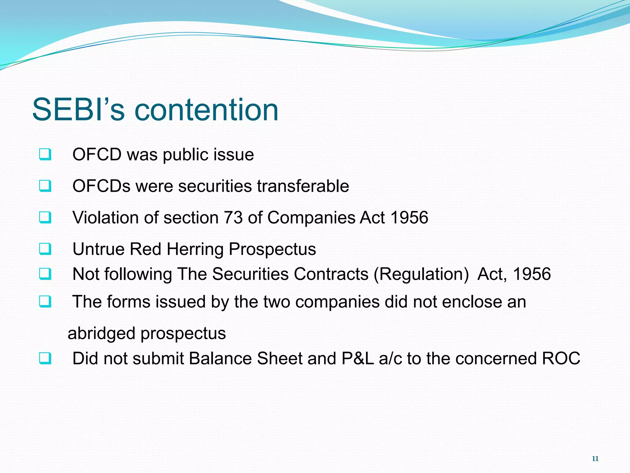 Sahara V/s Sebi Case analysis (Law point of view) | PPTX