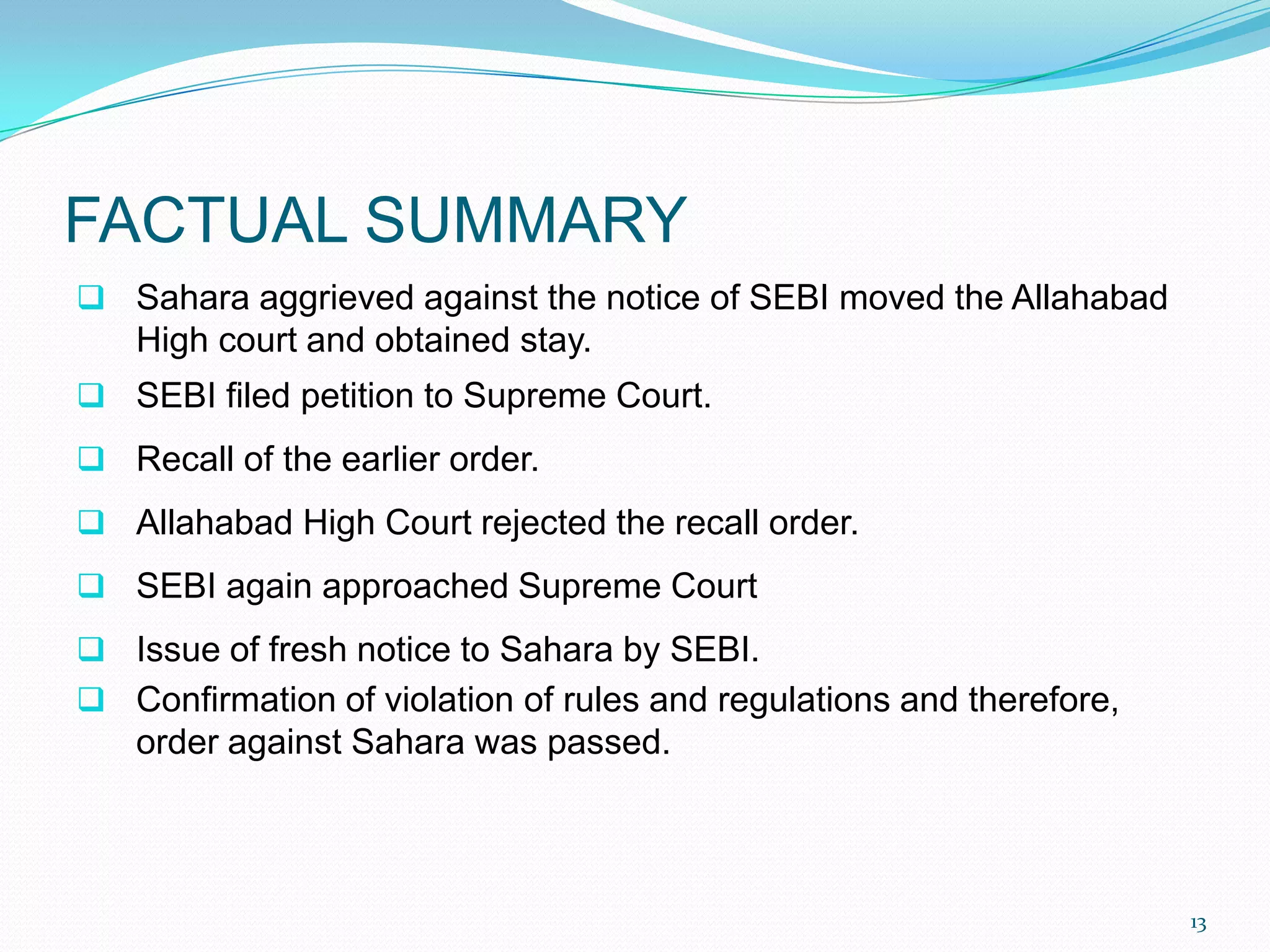 Sahara V/s Sebi Case analysis (Law point of view) | PPTX