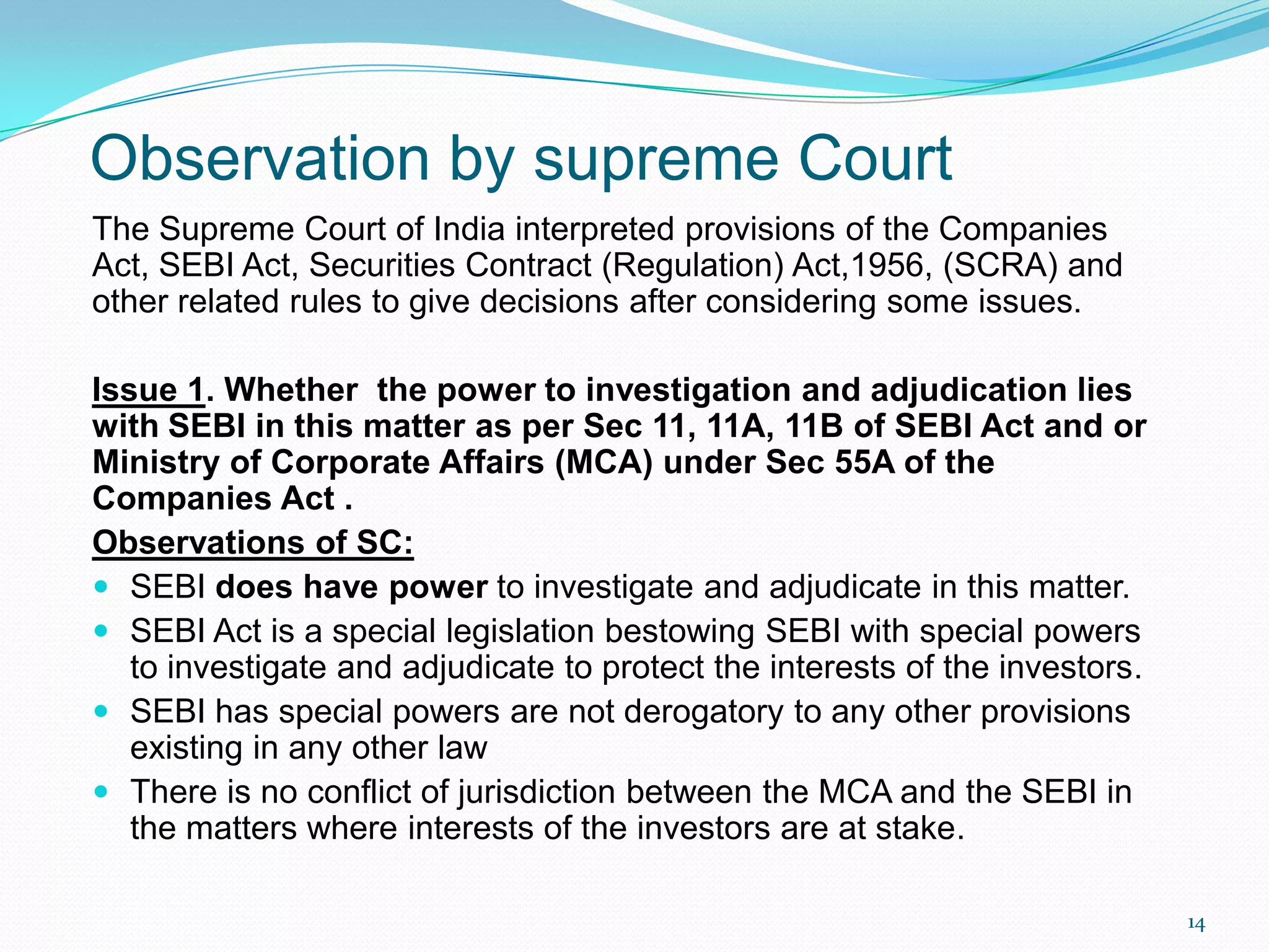 Sahara V/s Sebi Case analysis (Law point of view) | PPTX