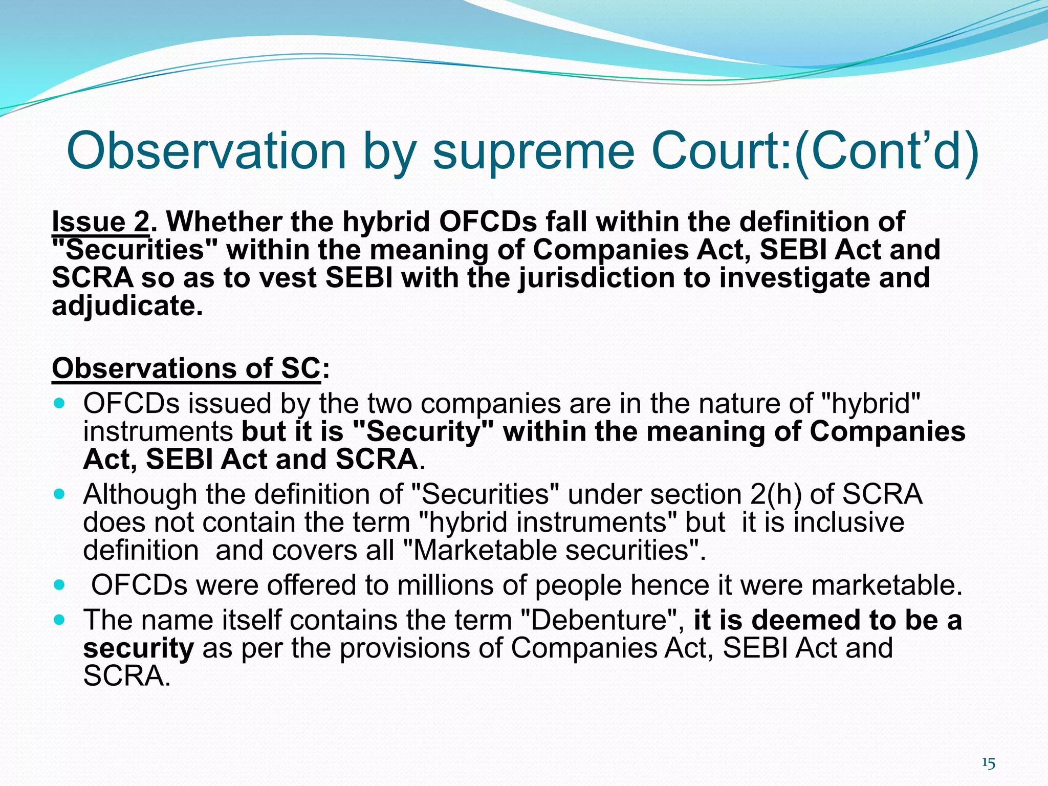 Sahara V/s Sebi Case analysis (Law point of view) | PPTX