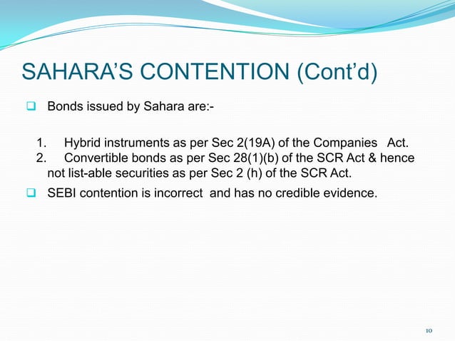 Sahara V/s Sebi Case analysis (Law point of view) | PPTX | Business Accounting & Finance | Business