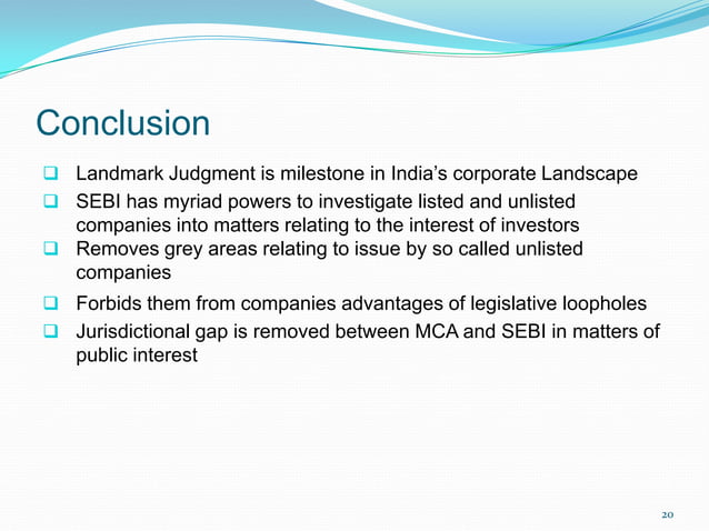 Sahara V/s Sebi Case analysis (Law point of view) | PPTX | Business Accounting & Finance | Business