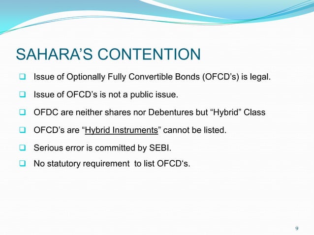 Sahara V/s Sebi Case analysis (Law point of view) | PPTX | Business Accounting & Finance | Business