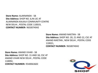 Sahara Q Shop Locator Delhi | PPTX
