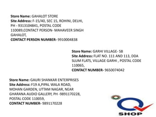 Sahara Q Shop Locator Delhi | PPTX