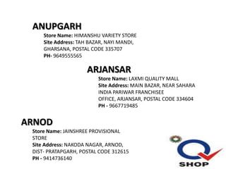 Sahara Q Shop Locator Rajasthan | PPTX