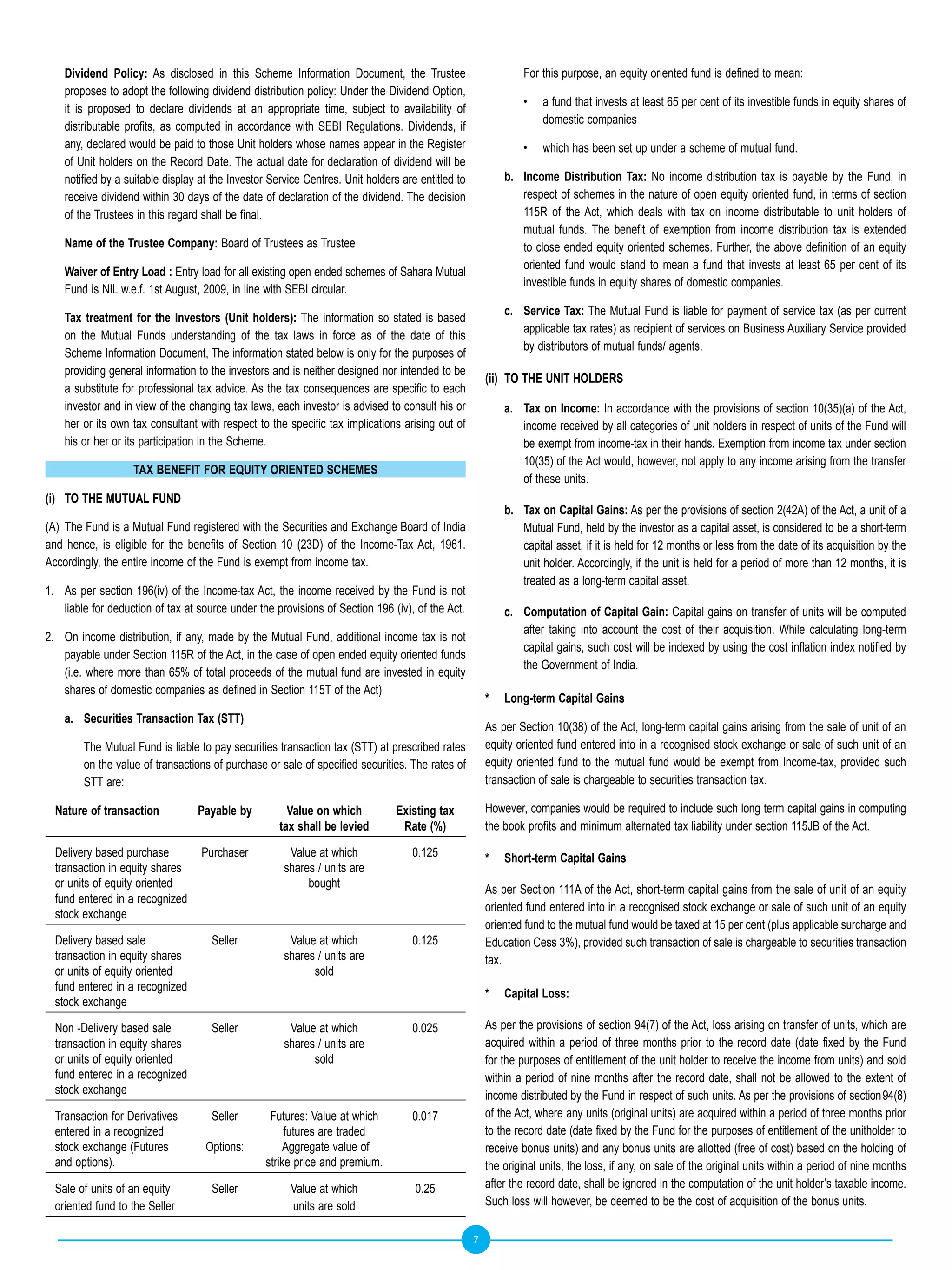 Sahara tax gain fund application form | PDF