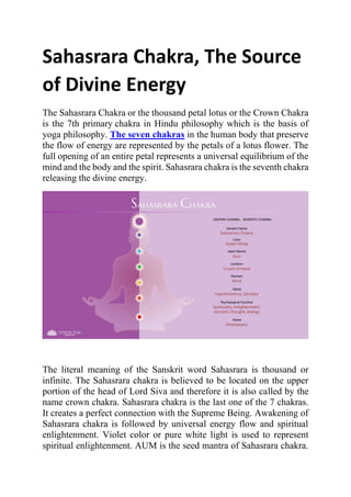 Sahasrara Chakra, The Source of Divine Energy | PDF