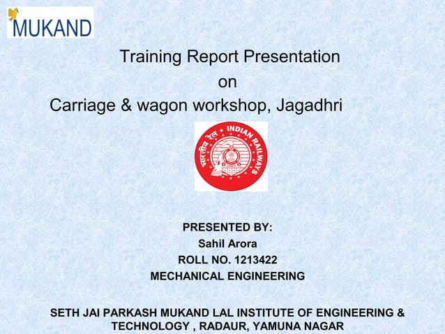 RAILWAY WORKSHOP TRANING PPT | PPT