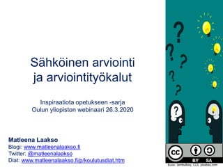 Sähkoinen arviointi ja arviointityökalut 26.3.20