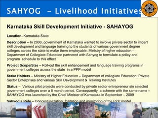 Overview of Sahyog Projects | PPT